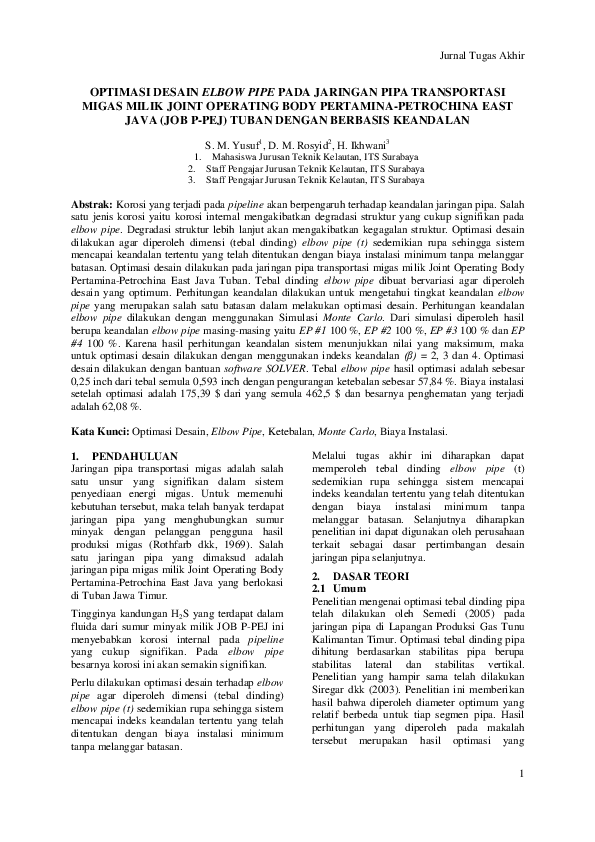 (PDF) Optimasi Desain Elbow Pipe Pada Jaringan Pipatransportasi Migas ...