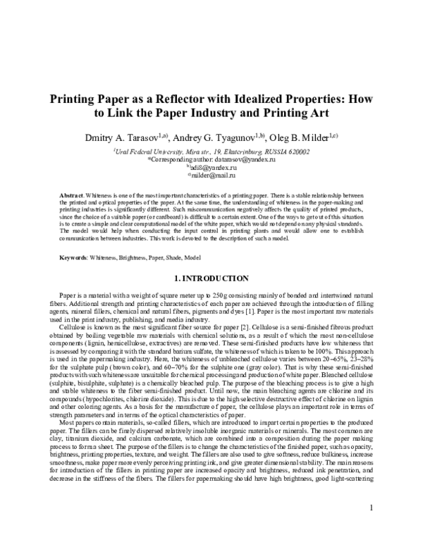 (PDF) Printing paper as a reflector with idealized properties: How to ...