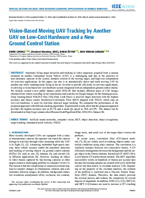 (PDF) Vision-Based Moving UAV Tracking by Another UAV on Low-Cost ...