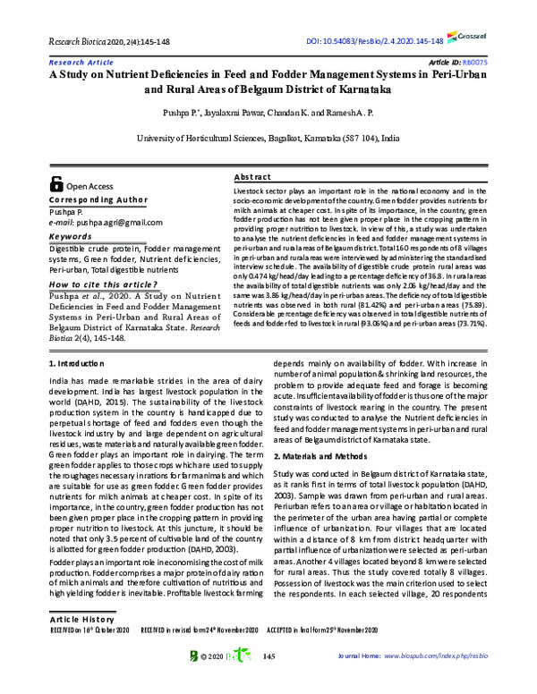 (PDF) A Study on Nutrient Deficiencies in Feed and Fodder Management ...