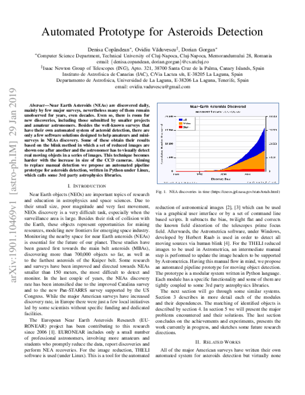 (PDF) Automated prototype for asteroids detection