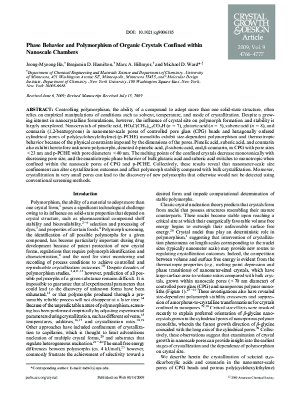 (PDF) Phase Behavior and Polymorphism of Organic Crystals Confined ...