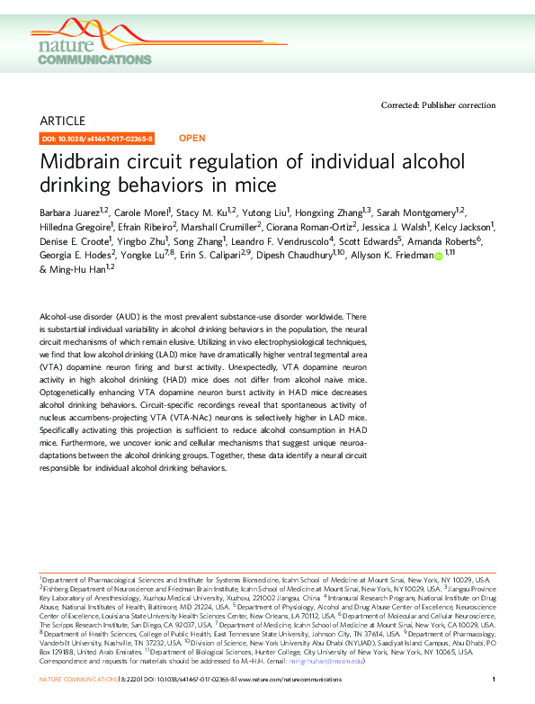 (PDF) Midbrain circuit regulation of individual alcohol drinking ...