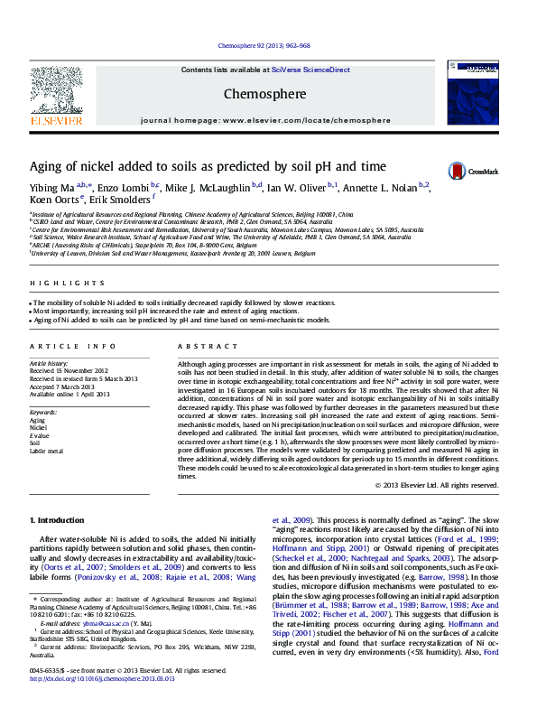 (PDF) Aging of nickel added to soils as predicted by soil pH and time ...