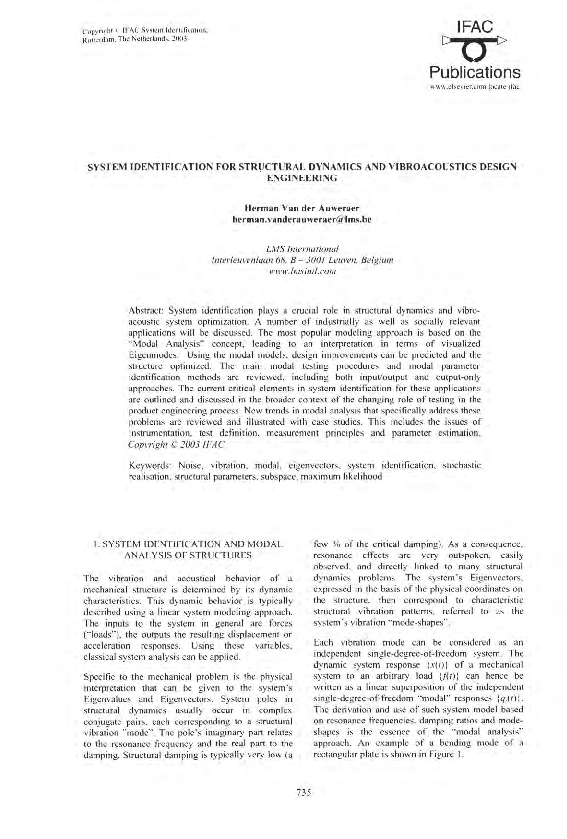 (PDF) System identification for structural dynamics and vibroacoustics design engineering