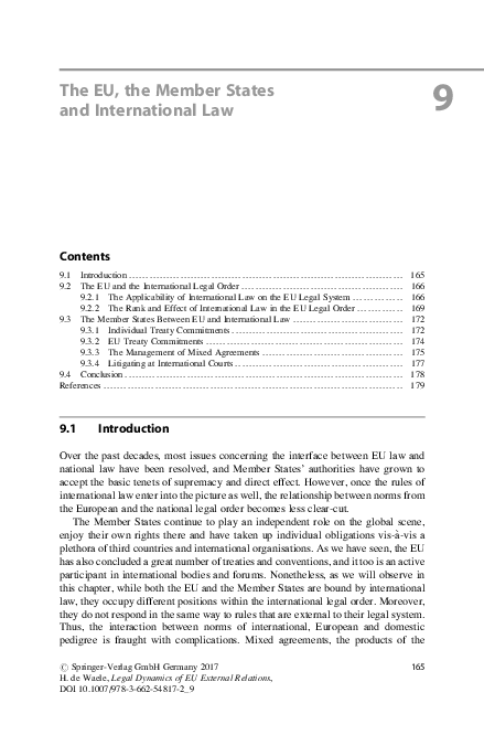 (PDF) The EU, the Member States and International Law