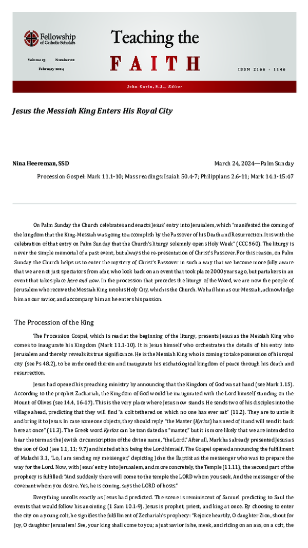 (PDF) Jesus the Messiah King Enters His Royal City