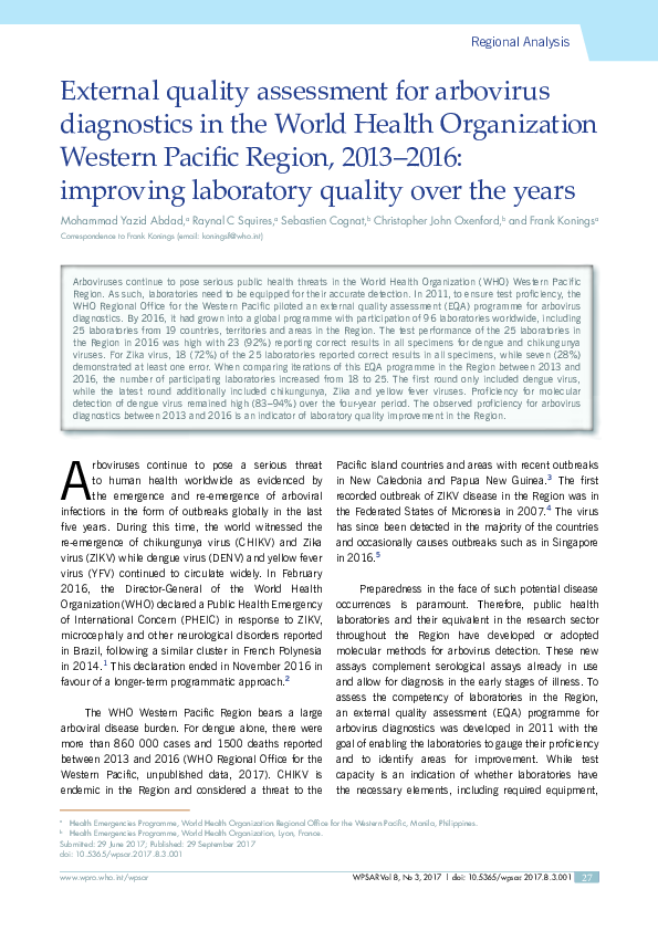 (PDF) External quality assessment for arbovirus diagnostics in the ...