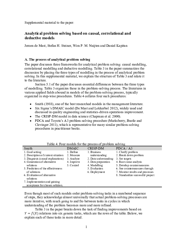 (PDF) Analytical Problem Solving Based on Causal, Correlational and Deductive Models