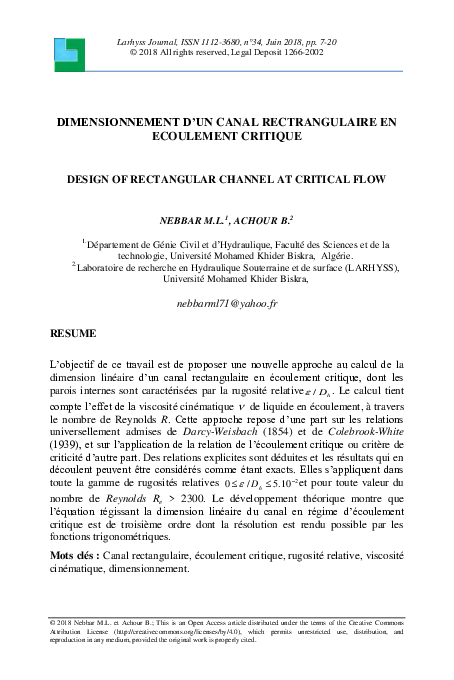 (PDF) Design of Rectangular Channel at Critical Flow