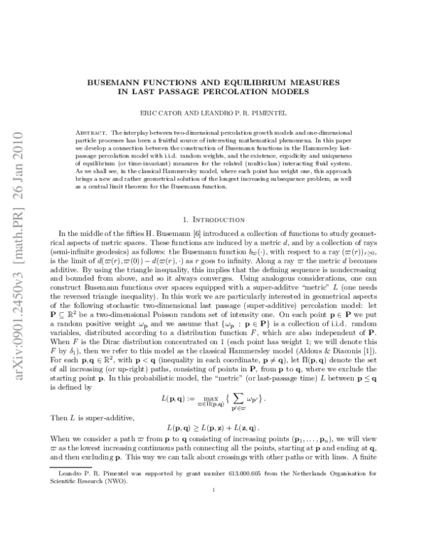 (PDF) Busemann functions and Equilibrium measures in last passage ...