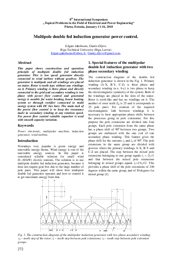 (PDF) Multipole Double Fed Induction Generator Power Control