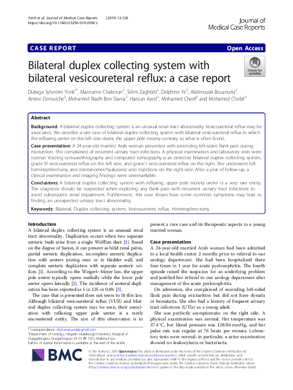 (PDF) Bilateral duplex collecting system with bilateral vesicoureteral ...