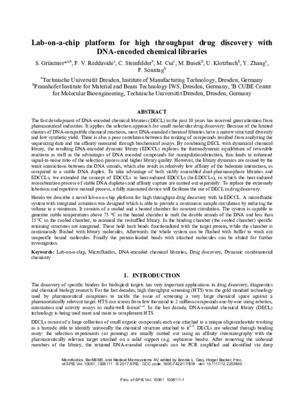 (PDF) Lab-on-a-chip platform for high throughput drug discovery with ...