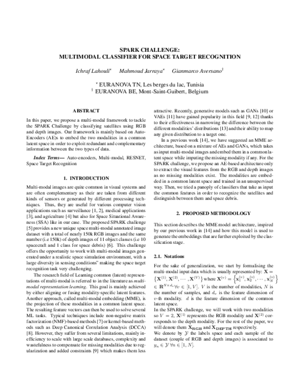(PDF) Spark Challenge: Multimodal Classifier for Space Target Recognition
