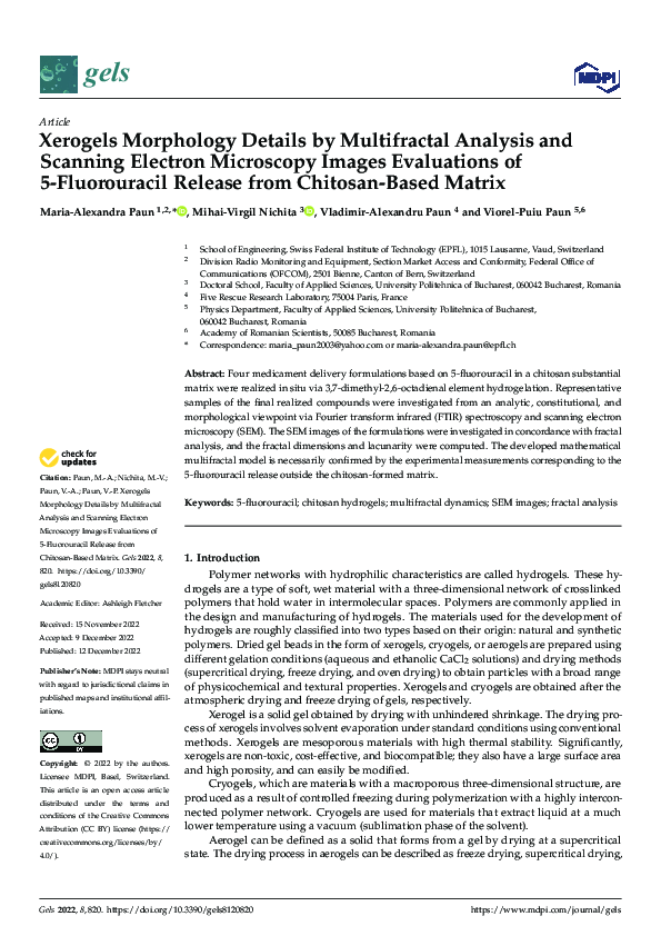 (PDF) Xerogels Morphology Details by Multifractal Analysis and Scanning Electron Microscopy ...