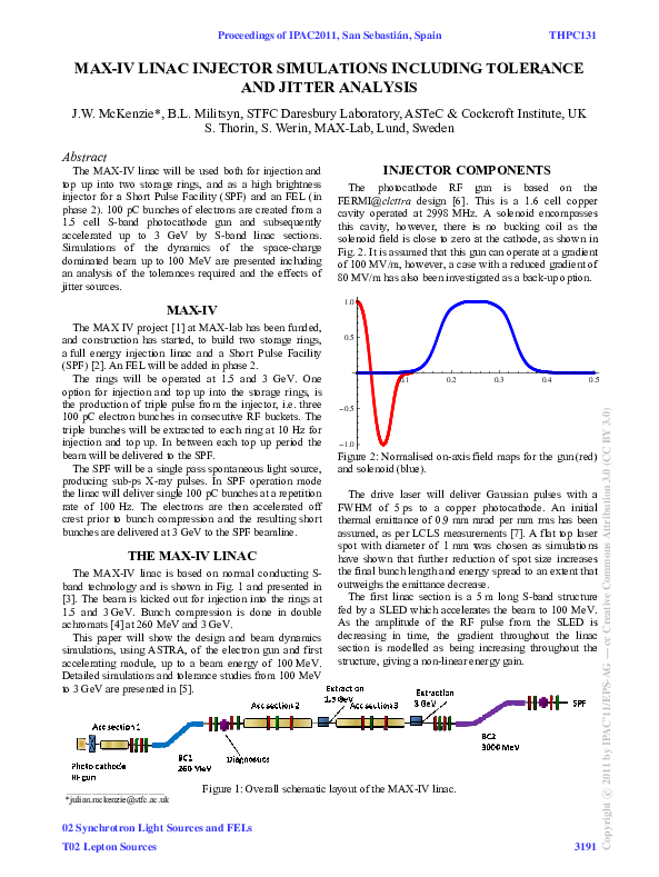 (PDF) MAX-IV Linac Injector Simulations including Tolerance and Jitter ...