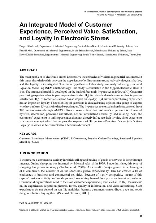 (PDF) An Integrated Model of Customer Experience, Perceived Value ...