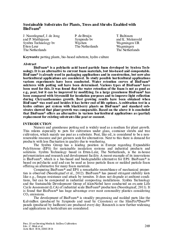 (PDF) Sustainable Substrates for Plants, Trees and Shrubs Enabled with ...