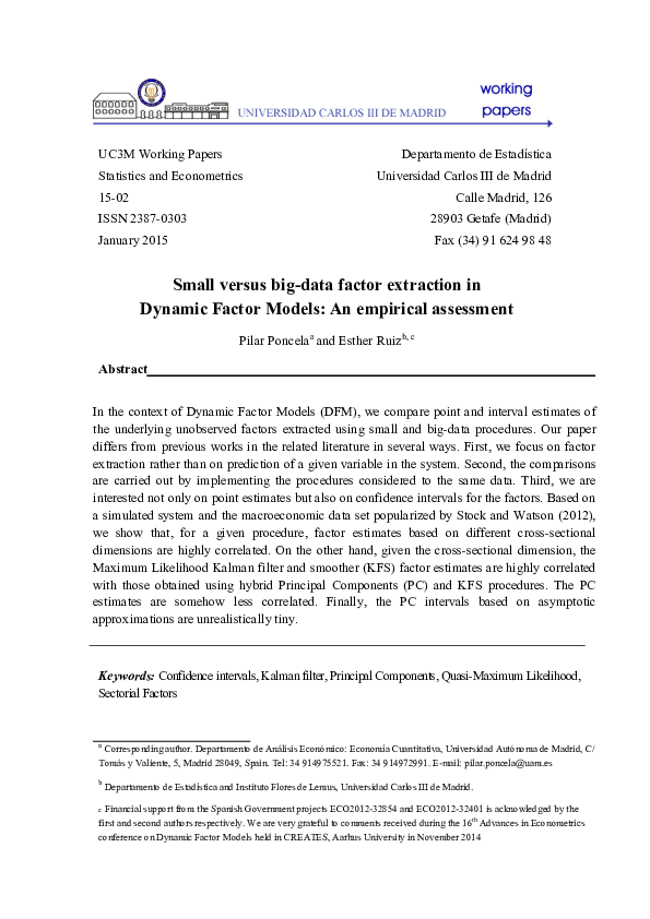 (PDF) Small- Versus Big-Data Factor Extraction in Dynamic Factor Models: An Empirical Assessment