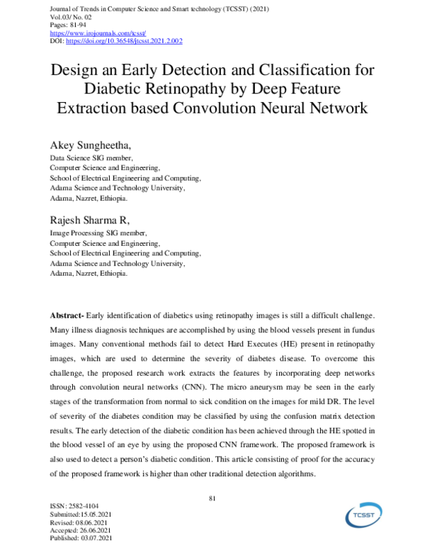 (PDF) Design an Early Detection and Classification for Diabetic Retinopathy by Deep Feature ...