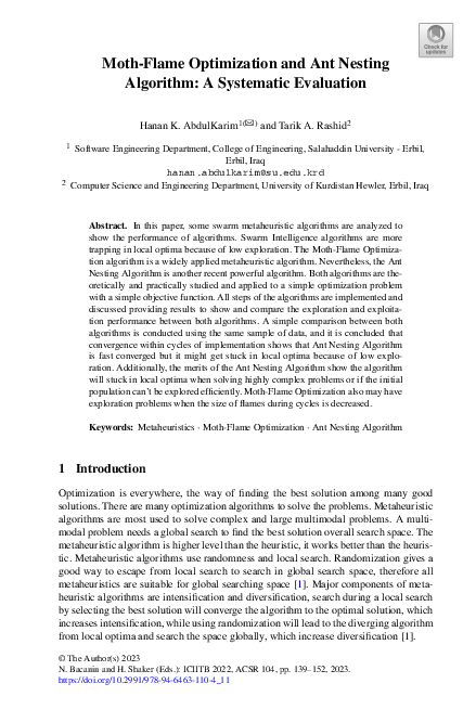 (PDF) Moth-Flame Optimization and Ant Nesting Algorithm: A Systematic ...