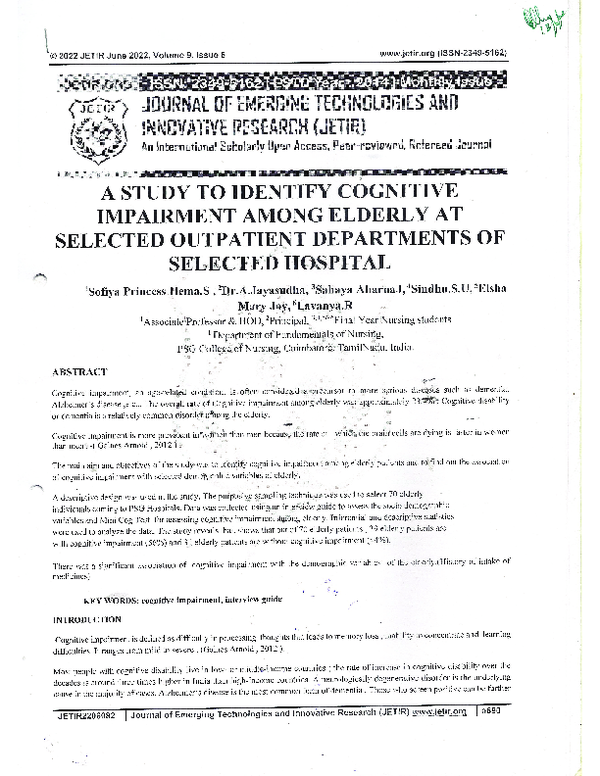 (PDF) Cognitive impairment among elderly