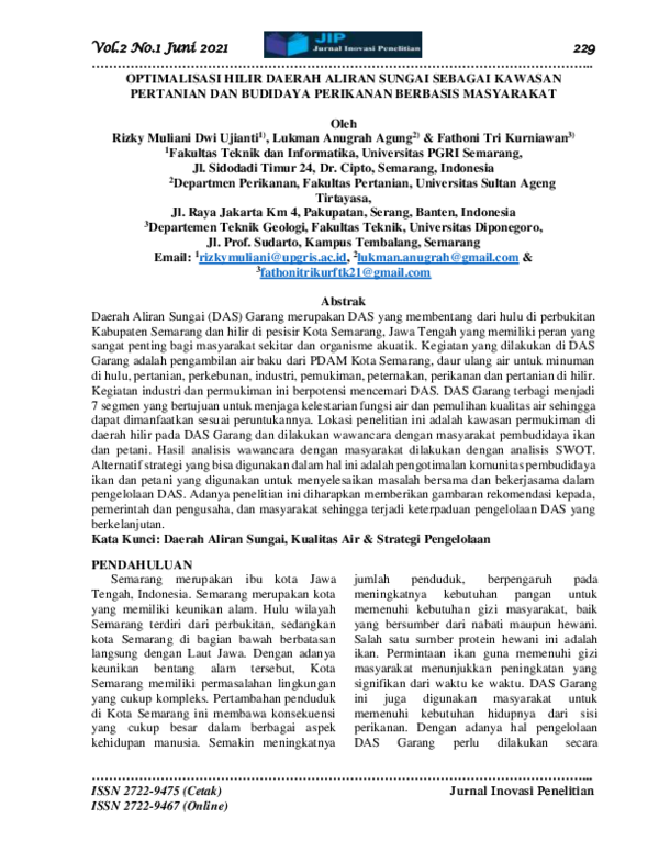 (PDF) Optimalisasi Hilir Daerah Aliran Sungai Sebagai Kawasan Pertanian ...