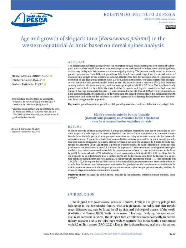 (PDF) Age and growth of skipjack tuna (Katsuwonus pelamis) in the ...