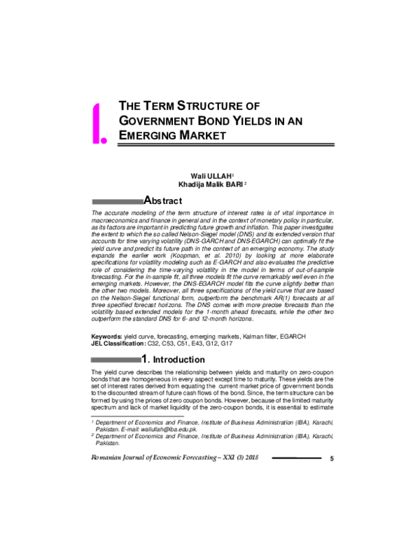 (PDF) The Term Structure of Government Bond Yields in an Emerging ...