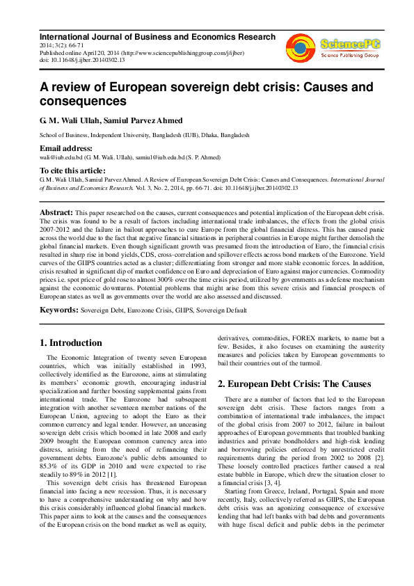 (PDF) A Review of European Sovereign Debt Crisis: Causes and Consequences