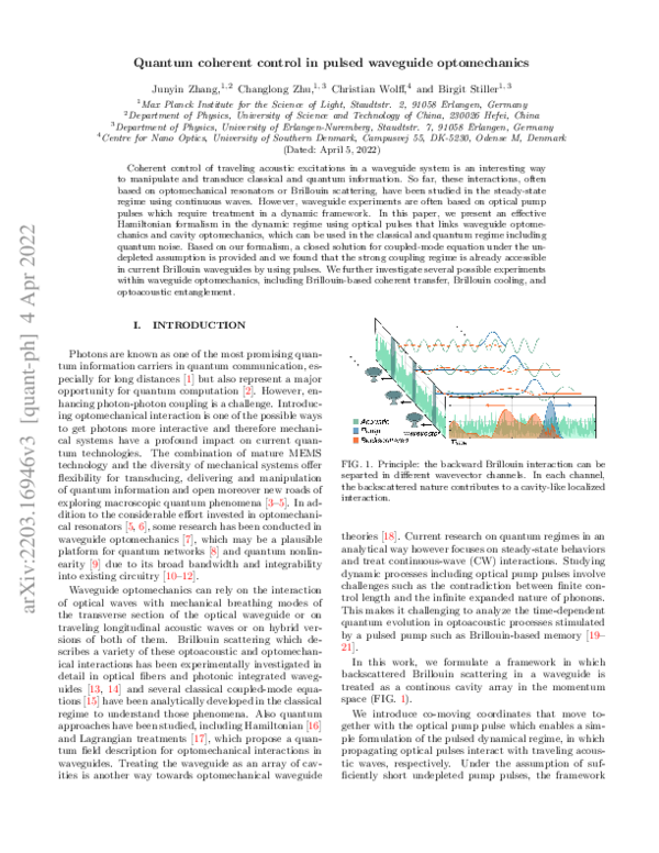(PDF) Quantum coherent control in pulsed waveguide optomechanics