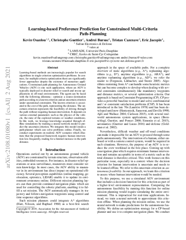 (PDF) Learning-based Preference Prediction for Constrained Multi-Criteria Path-Planning ...