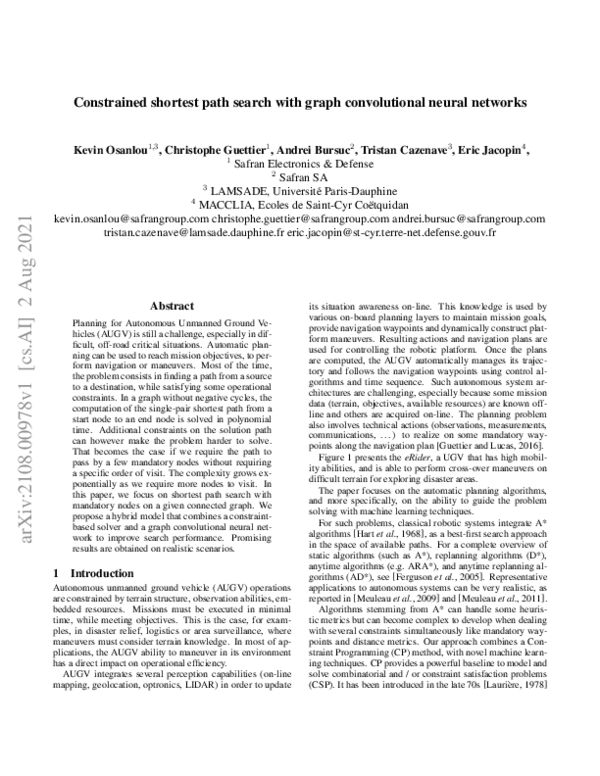 Pdf Constrained Shortest Path Search With Graph Convolutional Neural Networks 3628
