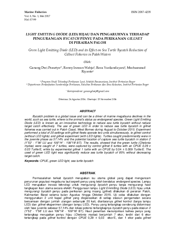 (PDF) Green Light Emitting Diode (LED) and its Effect on Sea Turtle ...