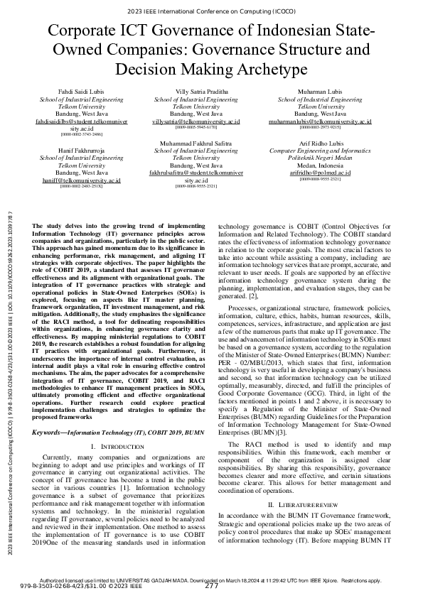 (PDF) Corporate ICT Governance of Indonesian State-Owned Companies ...