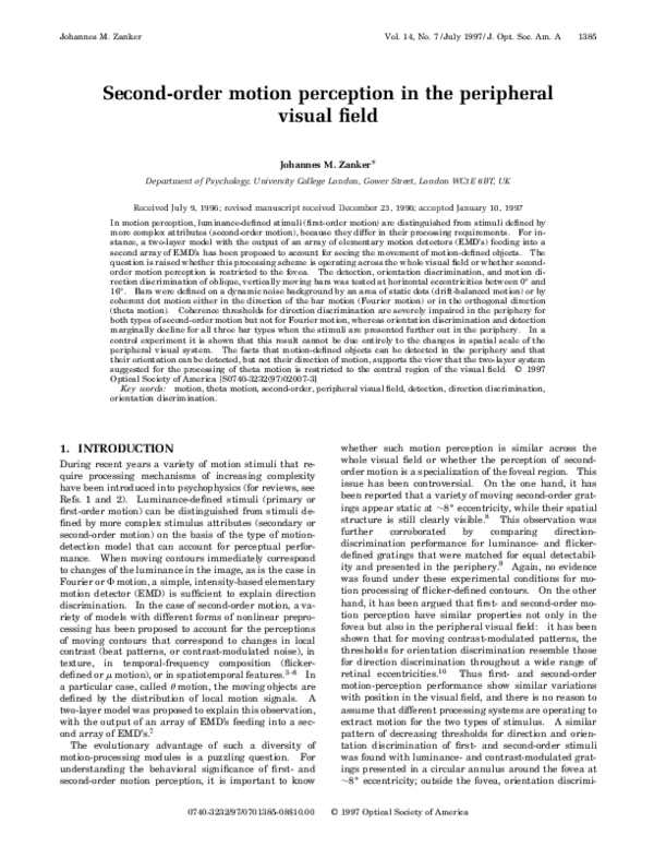 (PDF) Second-order motion perception in the peripheral visual field