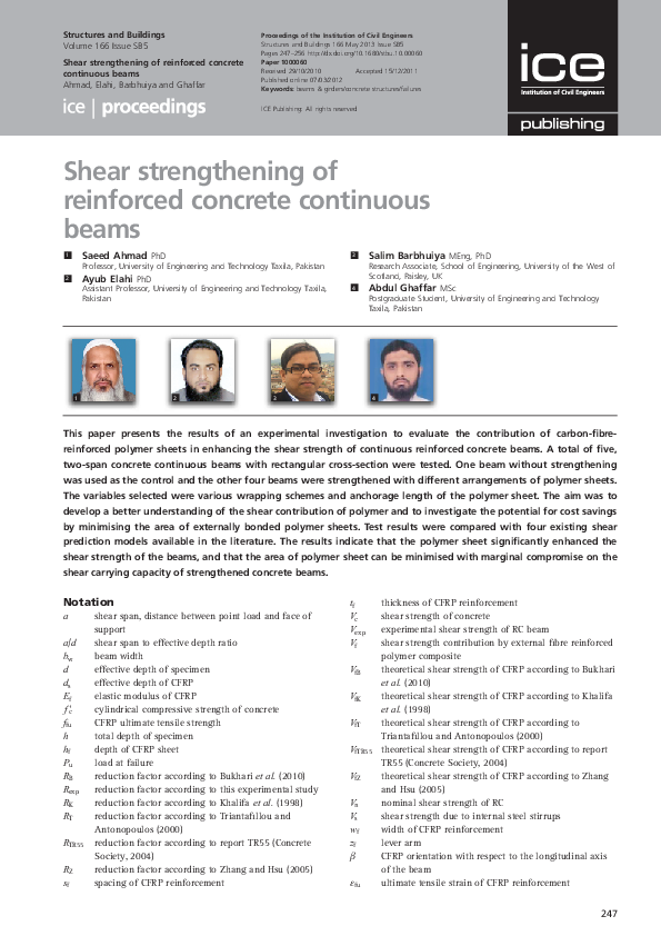 (PDF) Shear Strengthening of Reinforced Concrete Columns Using ...