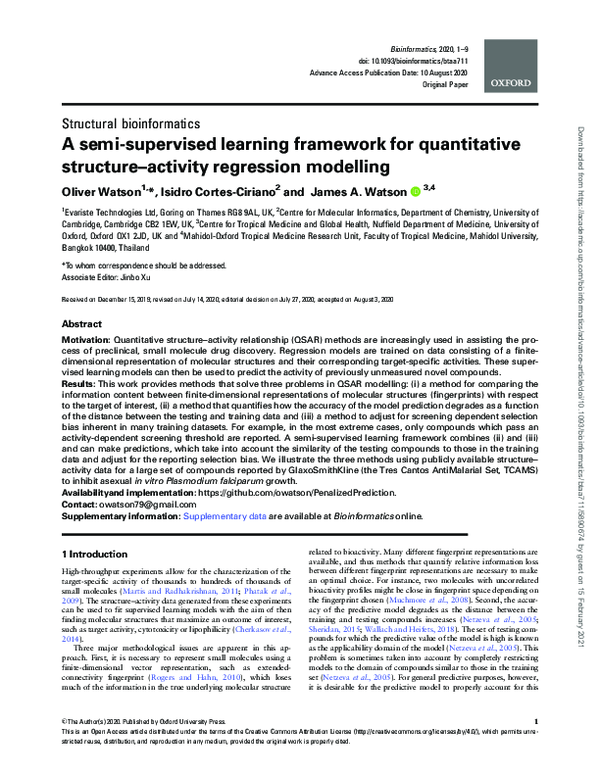 Pdf A Semi Supervised Learning Framework For Quantitative Structureactivity Regression 
