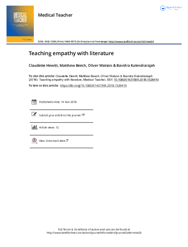 (PDF) Teaching empathy with literature