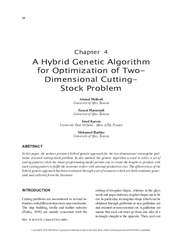 Pdf A Hybrid Genetic Algorithm For Optimization Of Two Dimensional