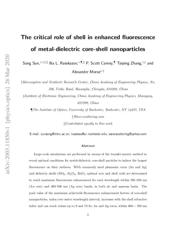 (PDF) Critical Role of Shell in Enhanced Fluorescence of ...