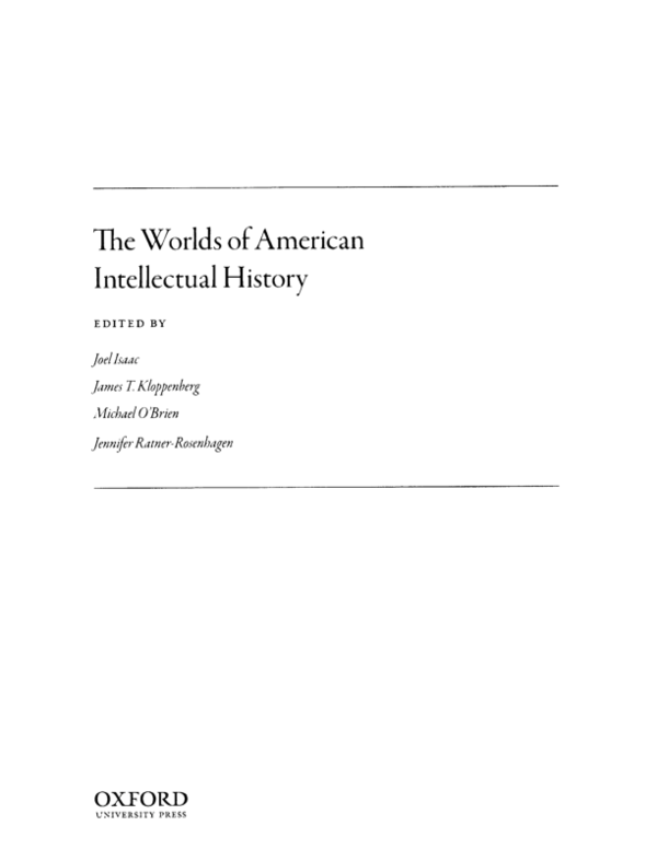 (PDF) American Intellectual History: Perspectives and Insights