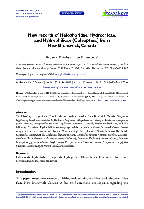 (PDF) New records of Helophoridae, Hydrochidae, and Hydrophilidae ...
