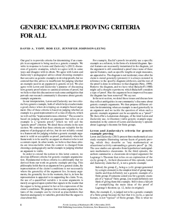 (PDF) Generic Example Proving Criteria for All