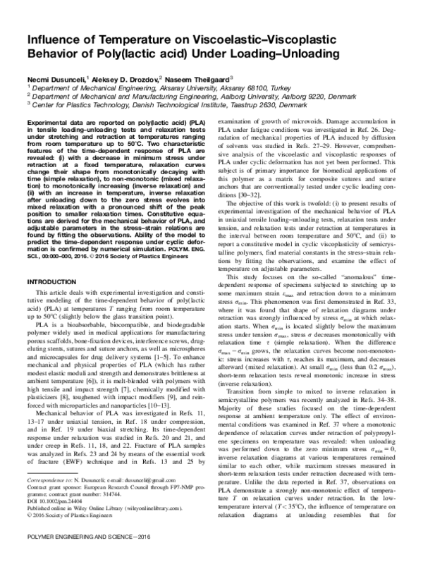 (PDF) Influence of temperature on viscoelastic-viscoplastic behavior of ...