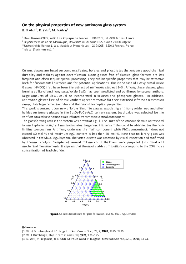 (PDF) On the physical properties of new antimony glass system