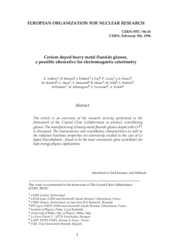 (PDF) Cerium doped heavy metal fluoride glasses, a possible alternative ...