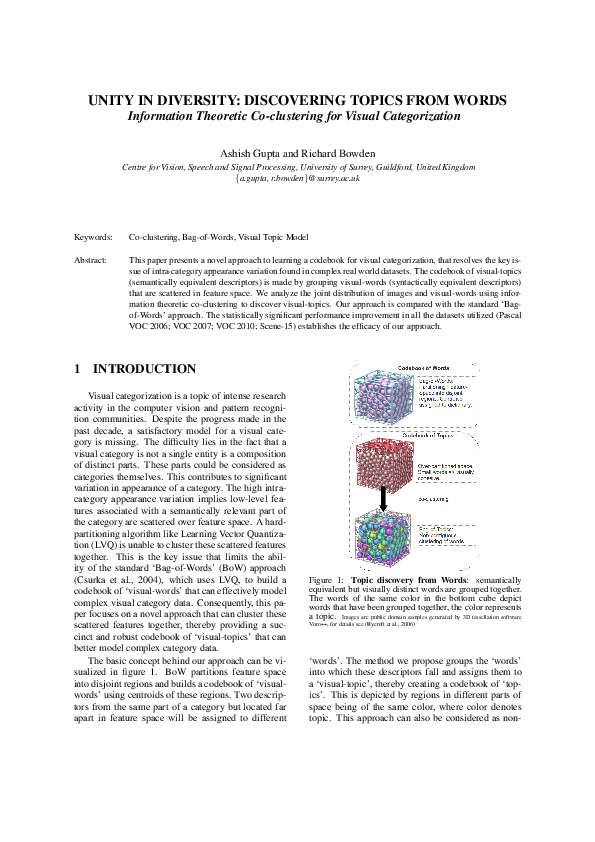 (PDF) UNITY IN DIVERSITY: DISCOVERING TOPICS FROM WORDS - Information ...