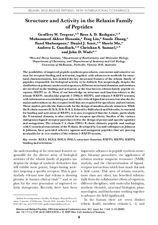 (PDF) Structure and Activity in the Relaxin Family of Peptides | John ...
